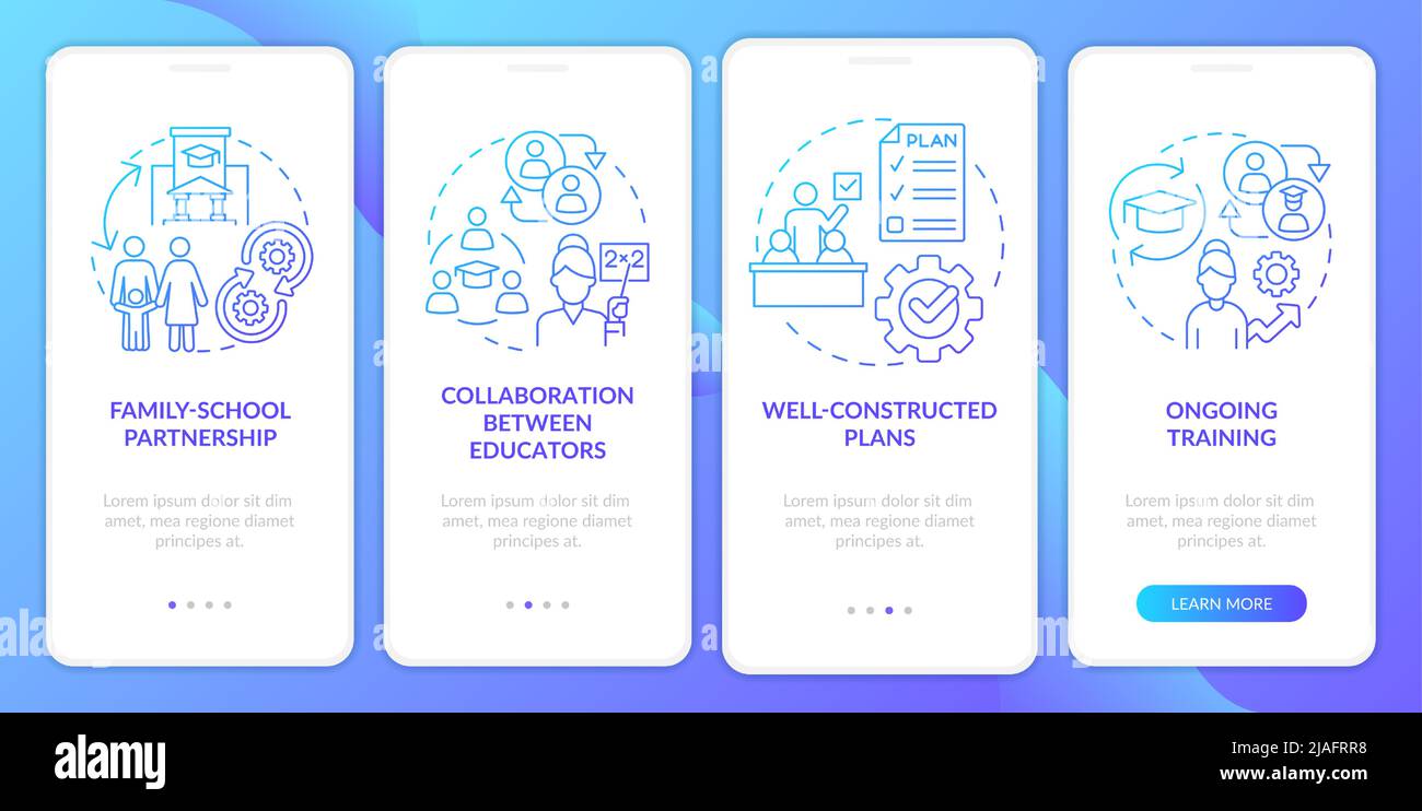 Success of inclusive classrooms blue gradient onboarding mobile app ...