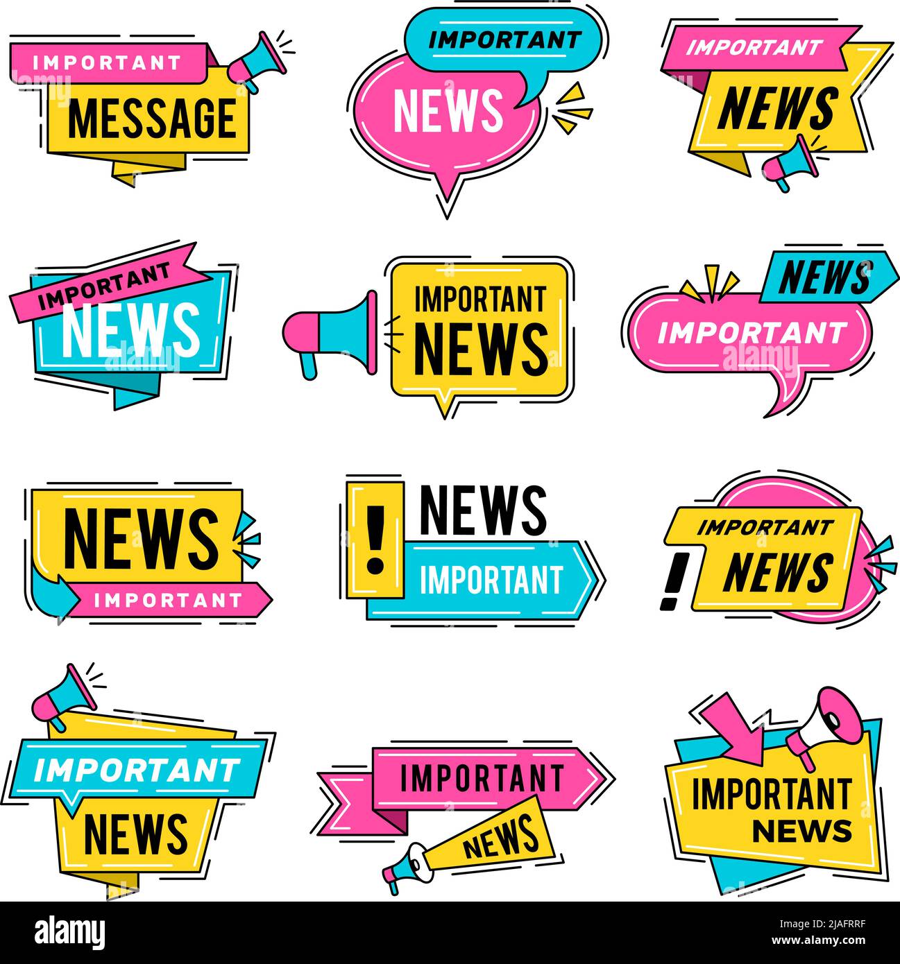 Important news. Announcing banners discount ads sticker with place for ...
