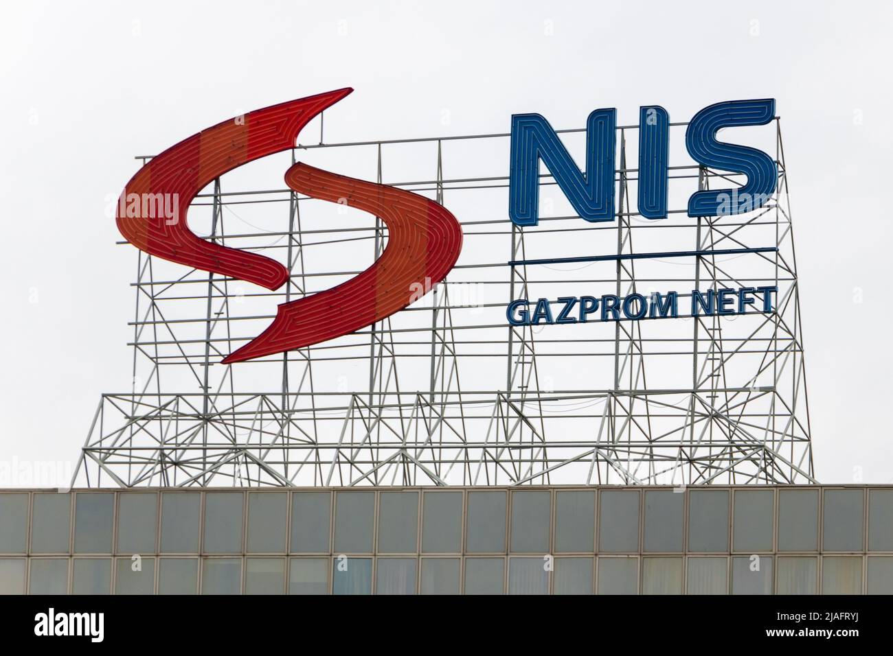 Belgrade, Serbia - May 29, 2022: Nis Gazprom neft logo sign on their ...