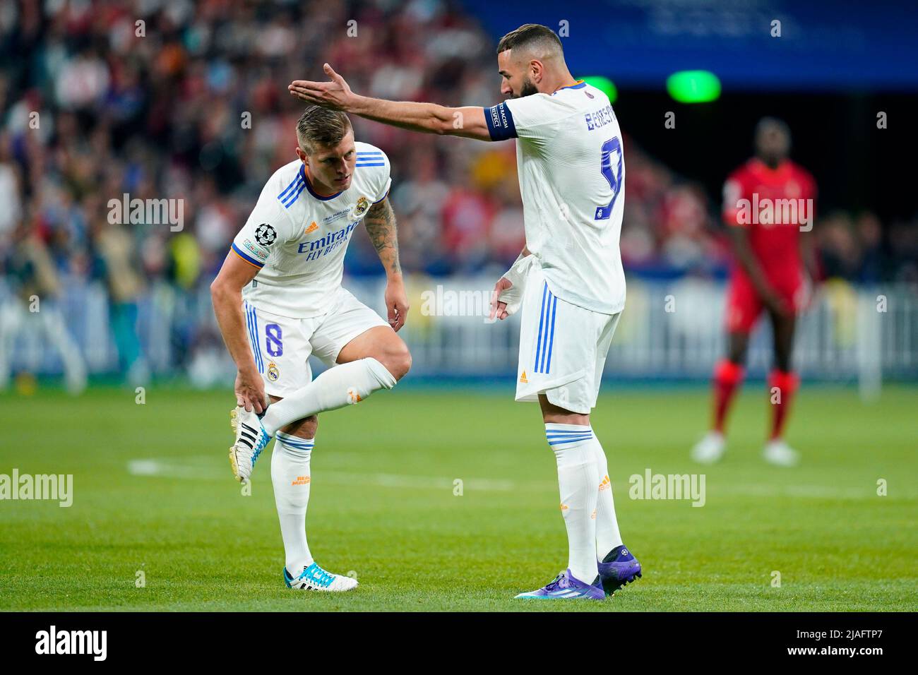 Karim Benzema and Toni Kroos of Real Madrid during the UEFA Champions ...