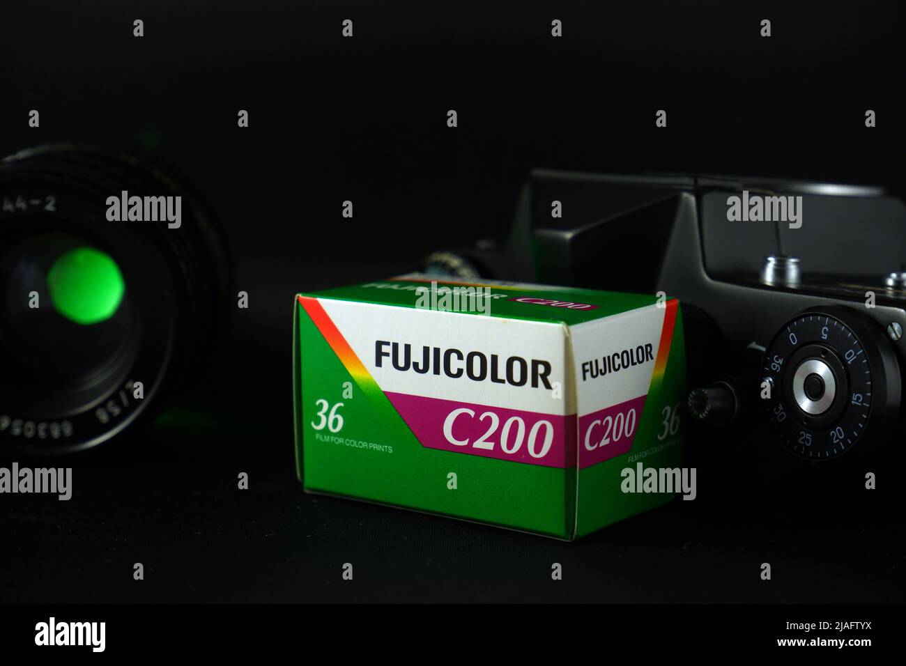 Ryazan, Russia - February 27, 2021: Close up of packaging Fujifilm ...