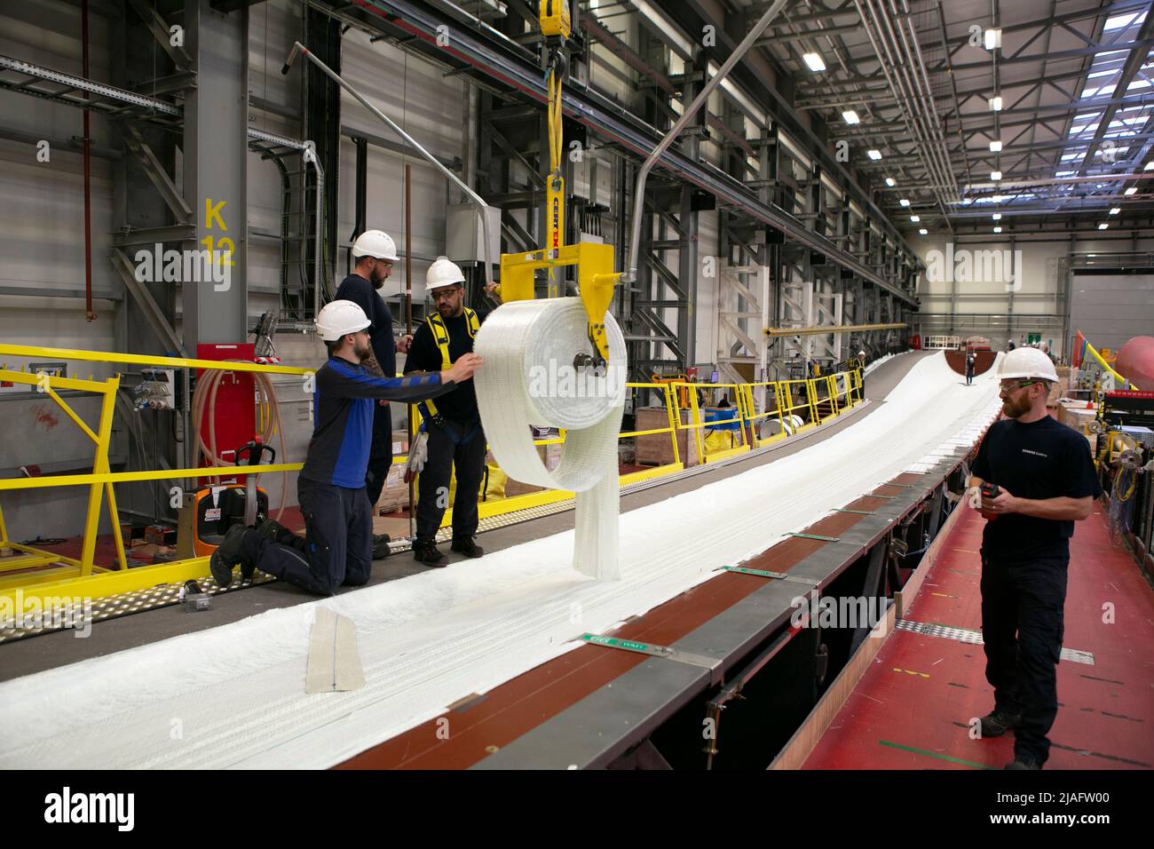 Workers at the Siemens Gamesa offshore blade factory in the Port City ...
