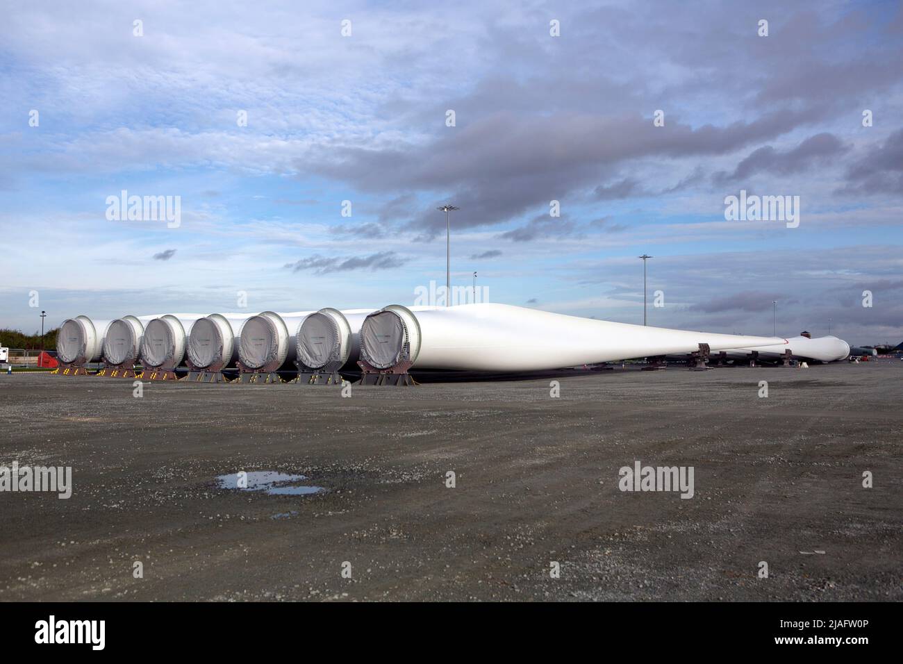 Turbine blades in the Blade Park at Siemens Gamesa offshore blade ...