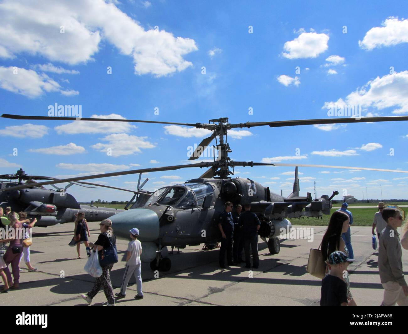Ryazan, Russia - August 9 2016: Combat helicopters of the Russian Air ...