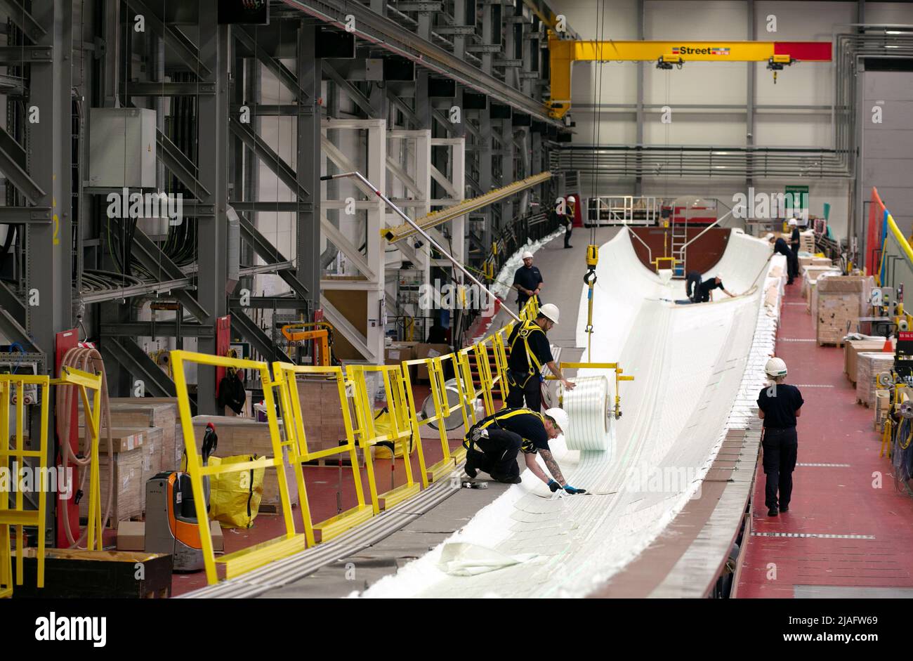 Workers in the Siemens Gamesa offshore blade factory in the Port City ...