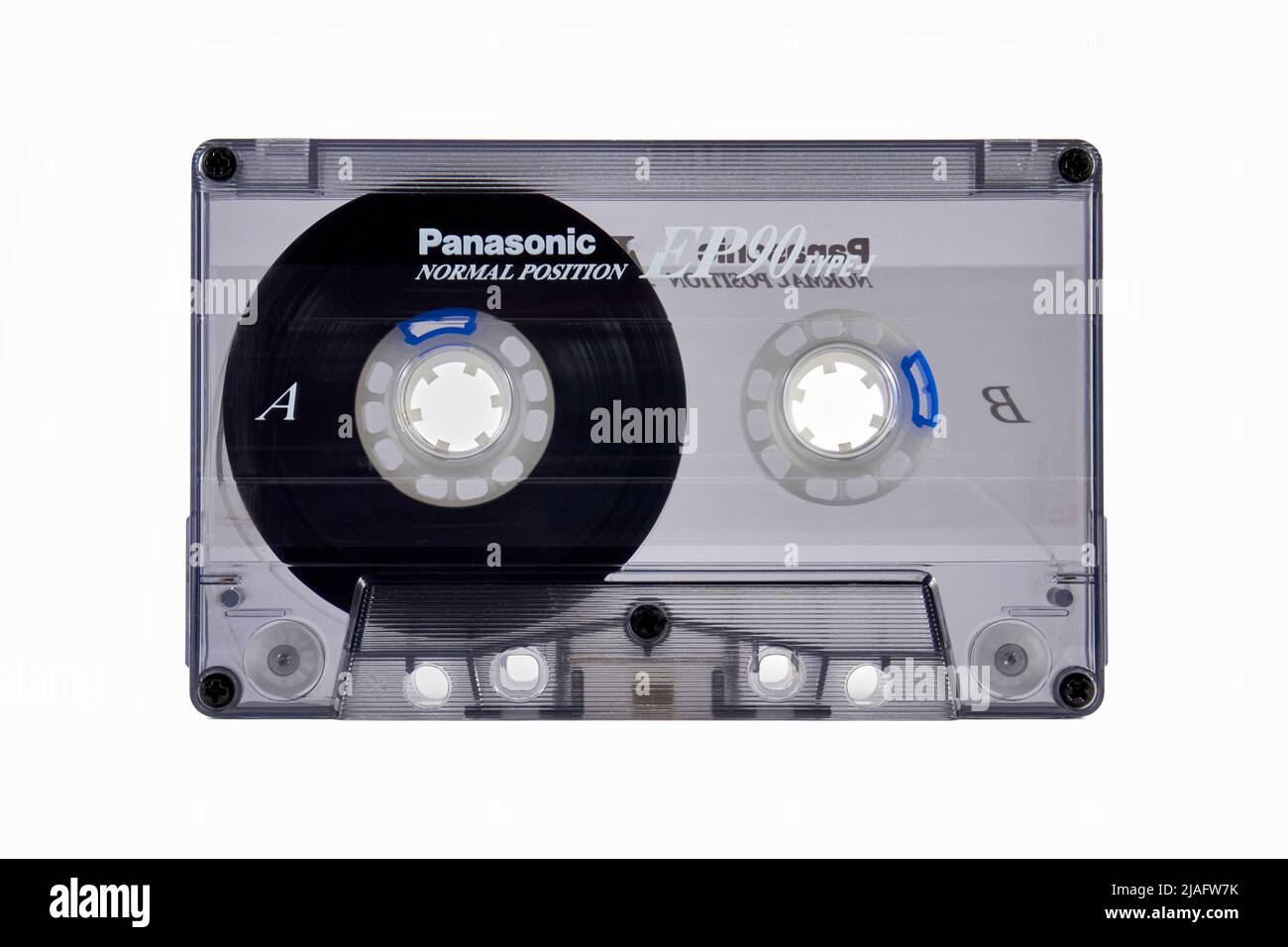 Transparent audio cassette on a white background. Analog audio ...