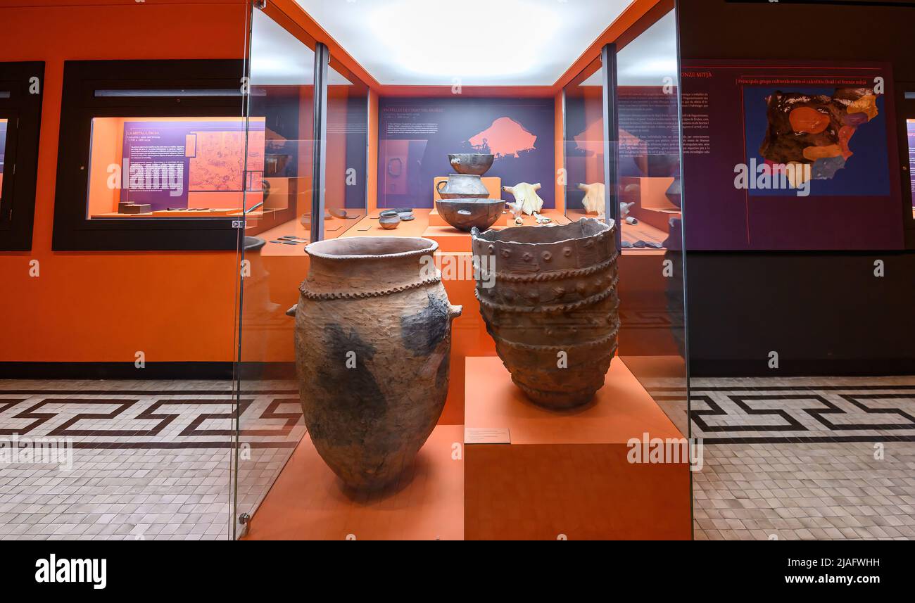 Barcelona, Spain. Artefacts and interior of the Catalan Museum of ...