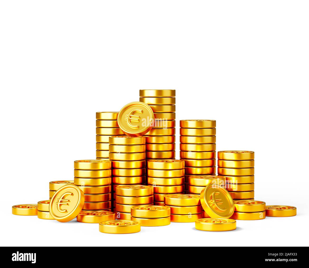 Pile of golden euro coins isolated on white background Stock Photo - Alamy