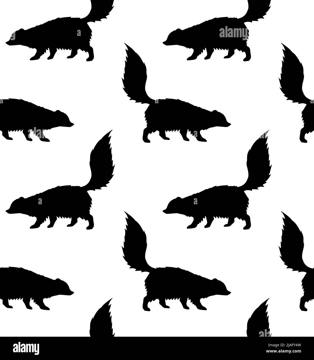 Vector seamless pattern of hand drawn skunk silhouette isolated on ...
