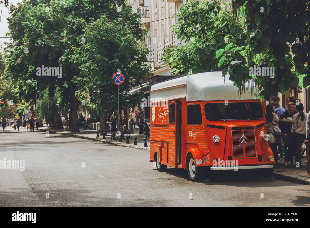 Odessa, Ukraine - September 5, 2021: Red old French bus Citroen in the ...