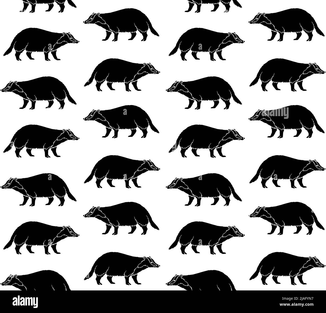 Vector seamless pattern of hand drawn doodle sketch black badger ...