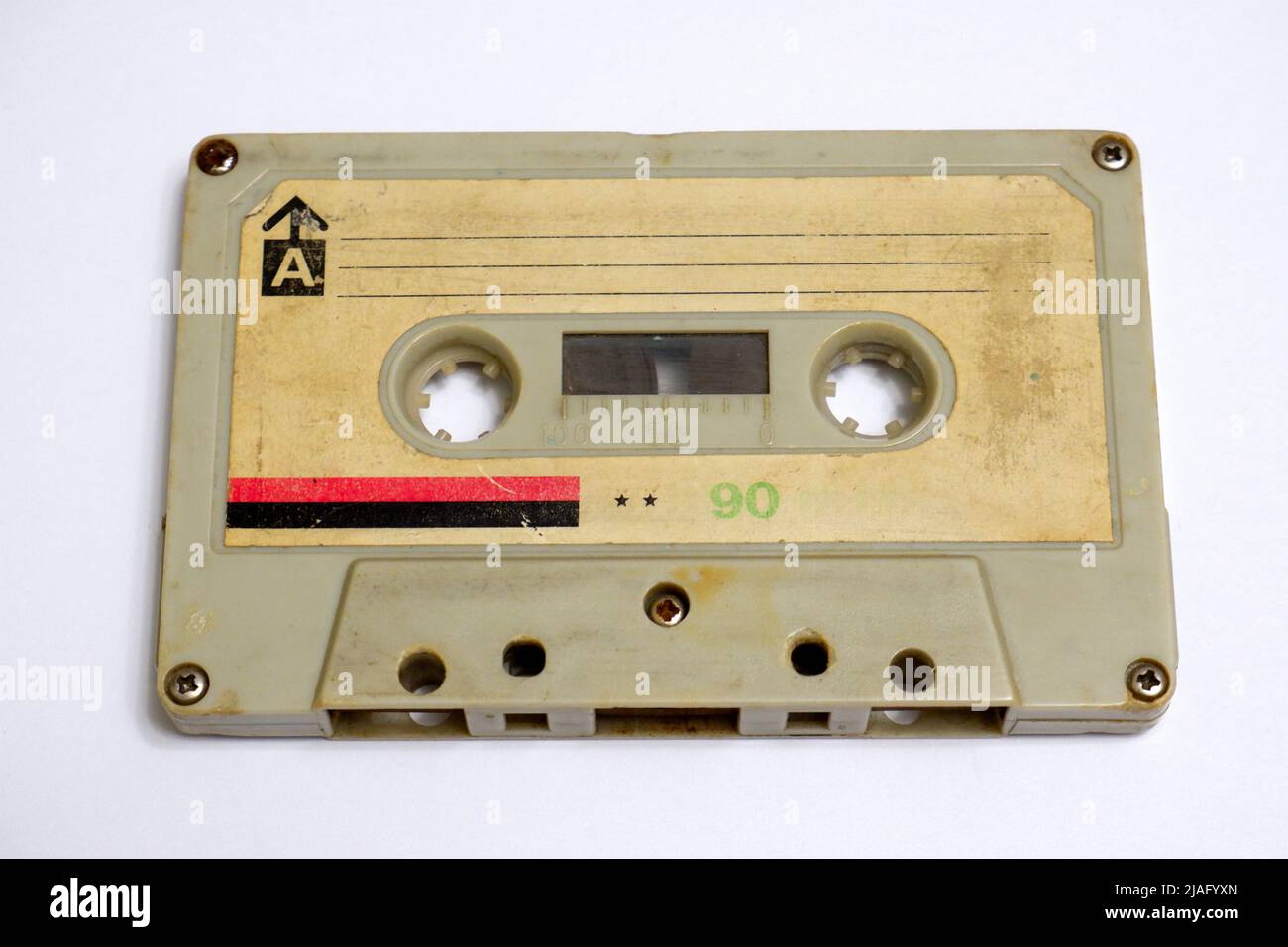 Old audio cassette on a white background. Compact cassette Stock Photo ...