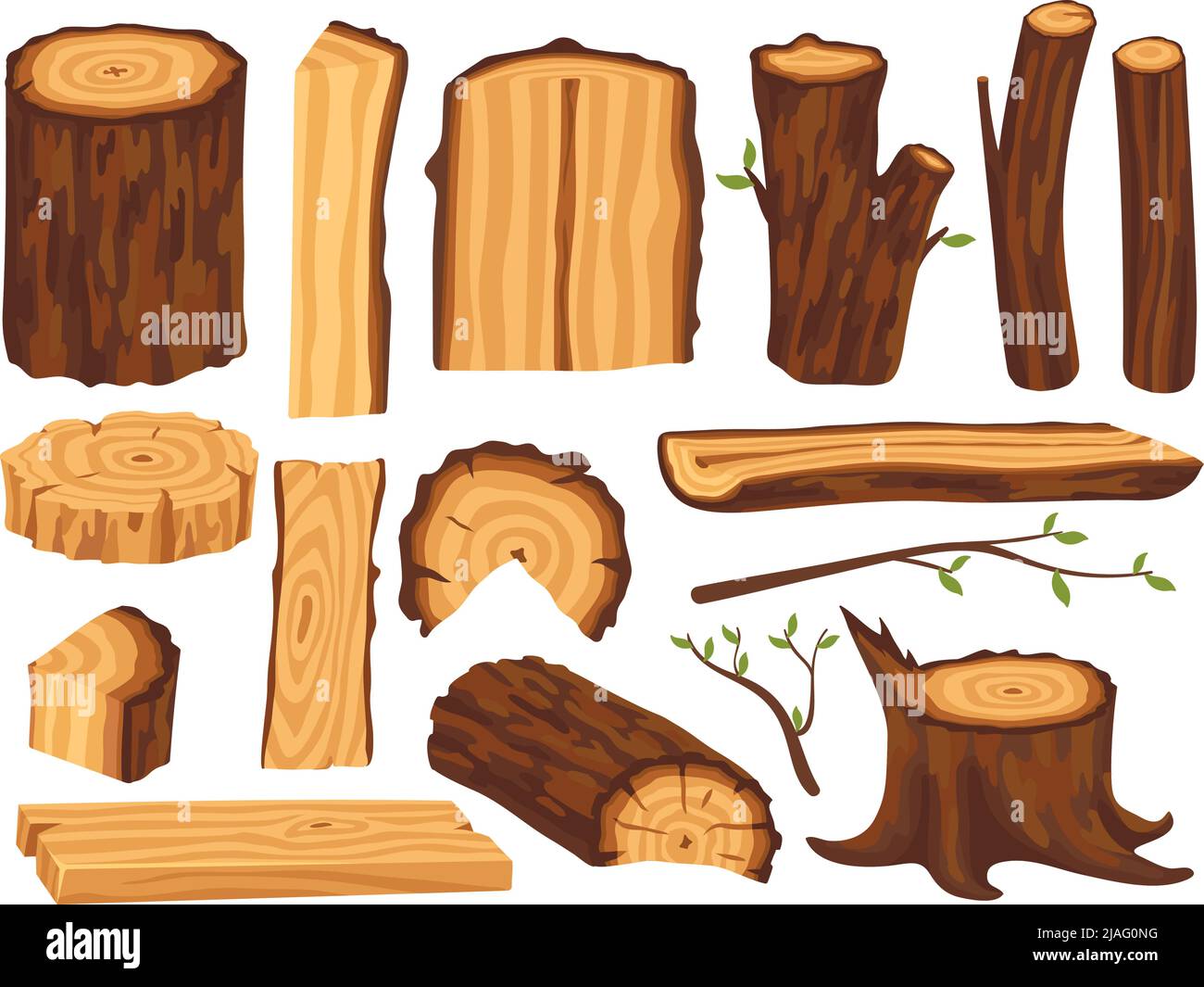 Cartoon timber. Wood logs and trunks, timbers wooden. Tree branches ...