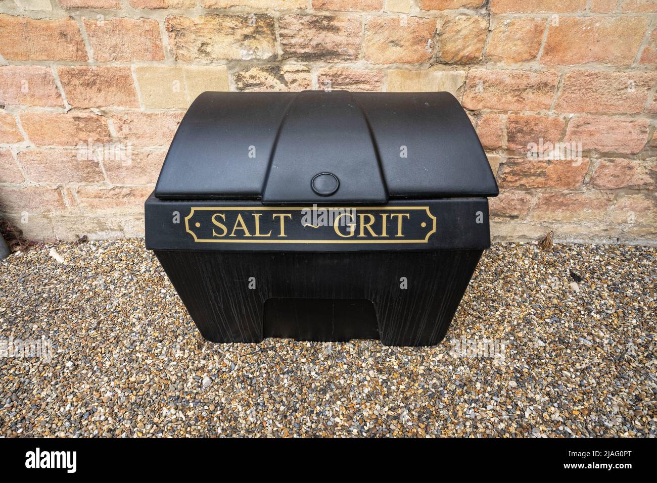 A posh street salt and grit container for winter use Stock Photo - Alamy