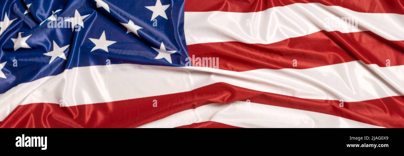 Waving american flag. Panorama of american flag. Banner design Stock ...