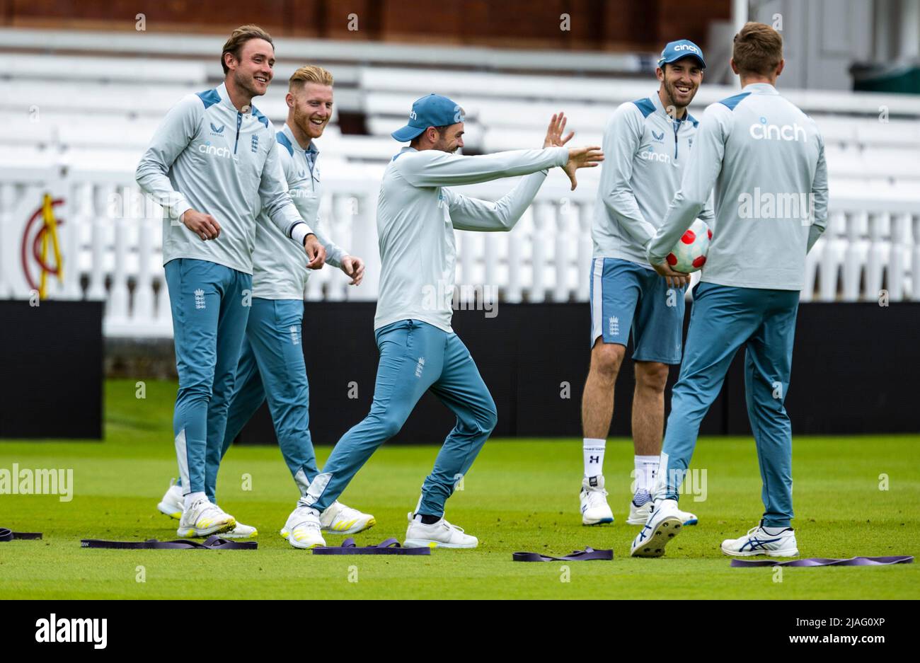 England's Stuart Broad and new England captain Ben Stokes during a nets ...