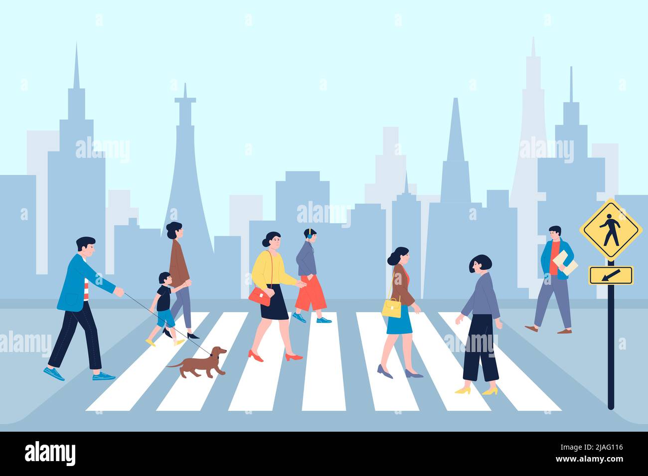 People walking on highway city Stock Vector Images - Alamy