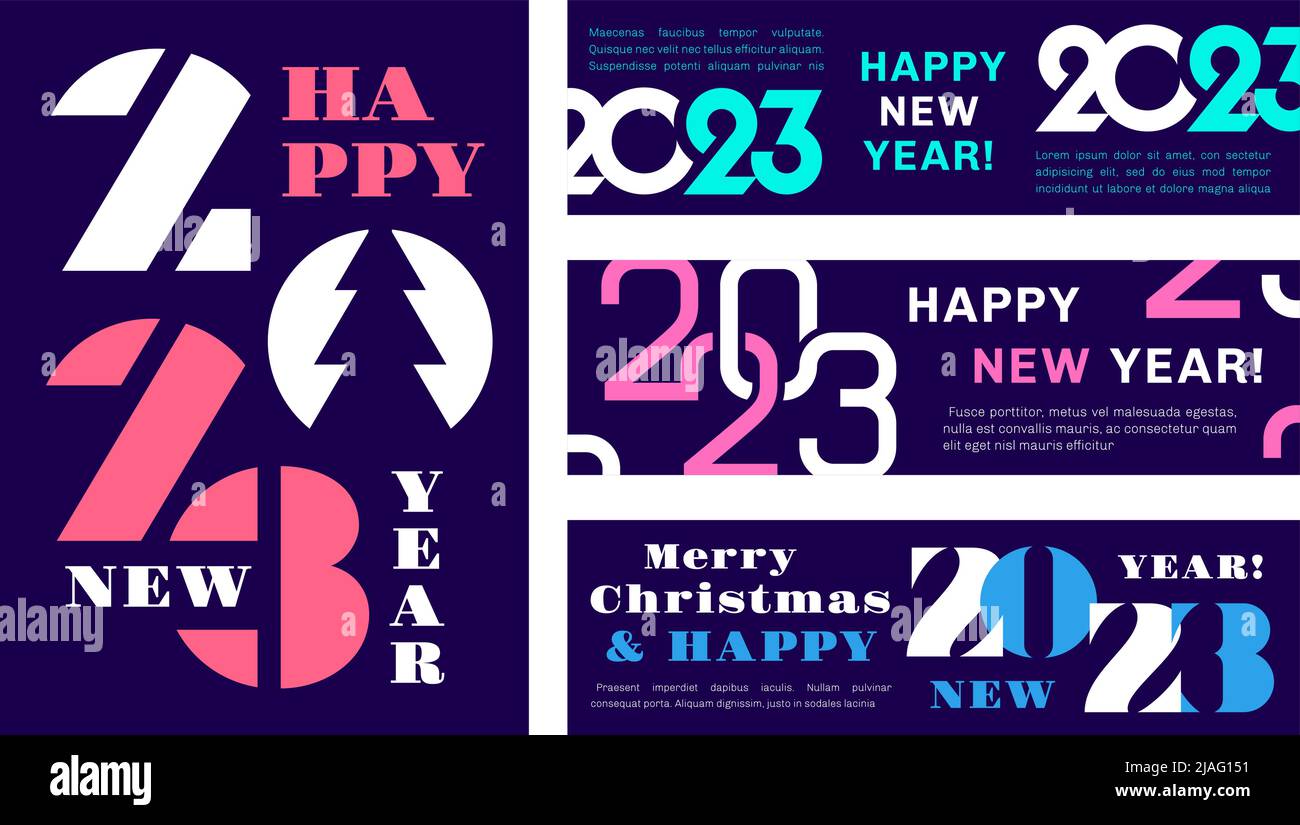 Modern 2023 brochures. New year numbers, event corporate posters and ...