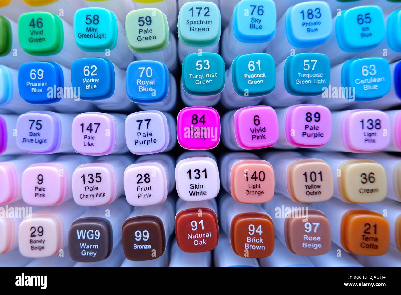 Top view multicolored markers set Stock Photo - Alamy