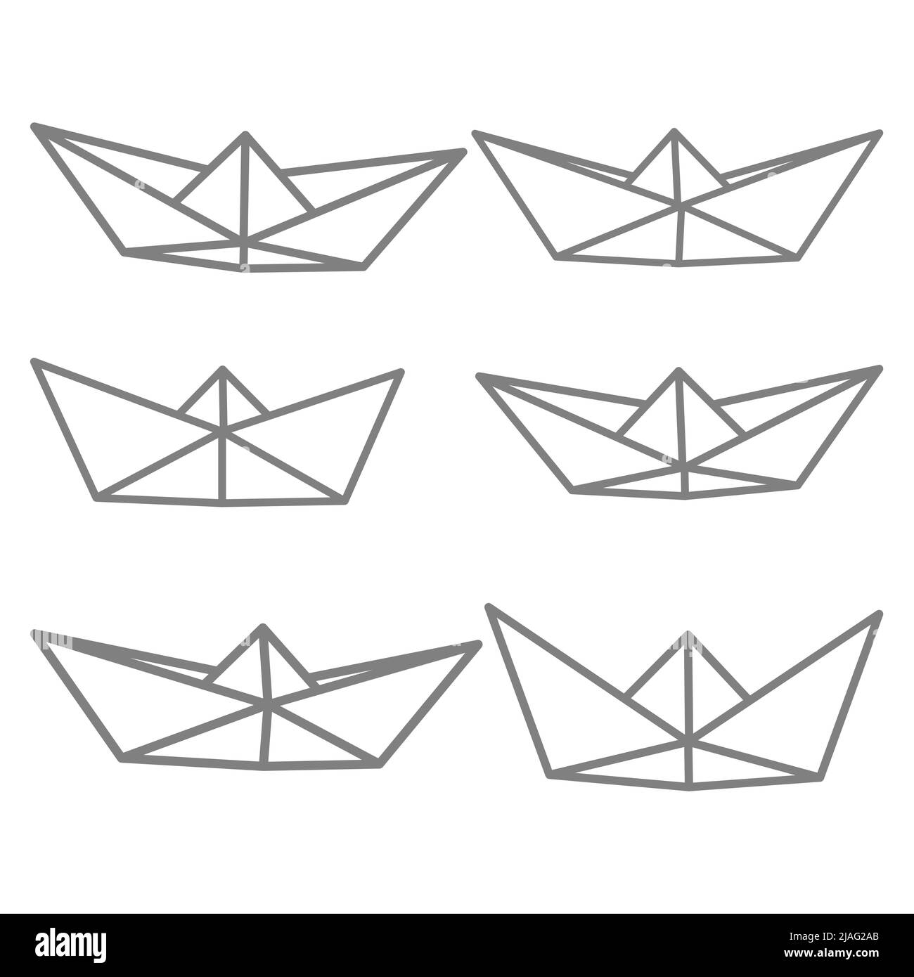 Set of vector illustrations of paper boat icons. Outline simple paper ...