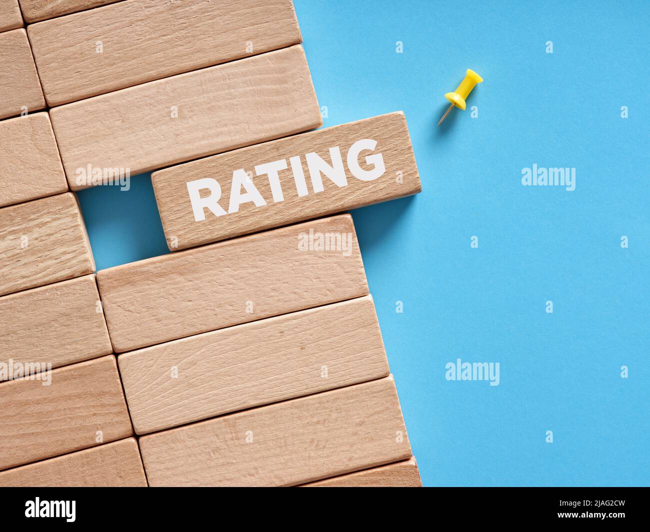 The word rating written on wooden blocks. Evaluation, service quality ...