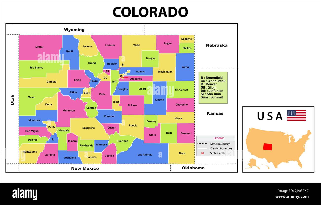 Political map of colorado hi-res stock photography and images - Alamy