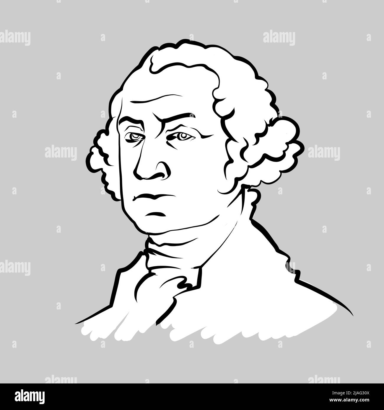 George Washington modern vector drawing. Hand-drawn outline sketch by ...