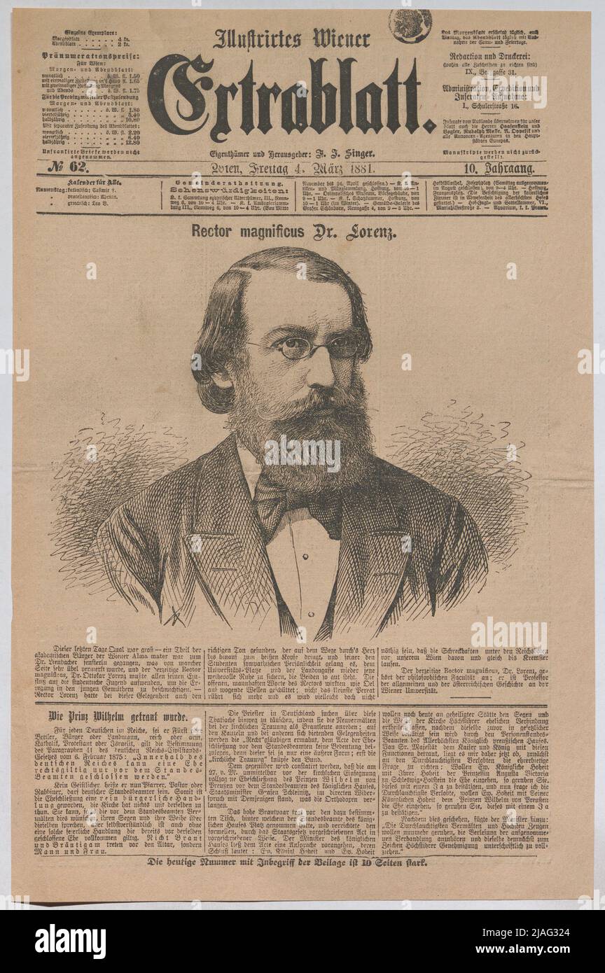 Rector Magnificus Dr. Lorenz. ". Rector Magnificus Dr. Ottokar Lorenz ...