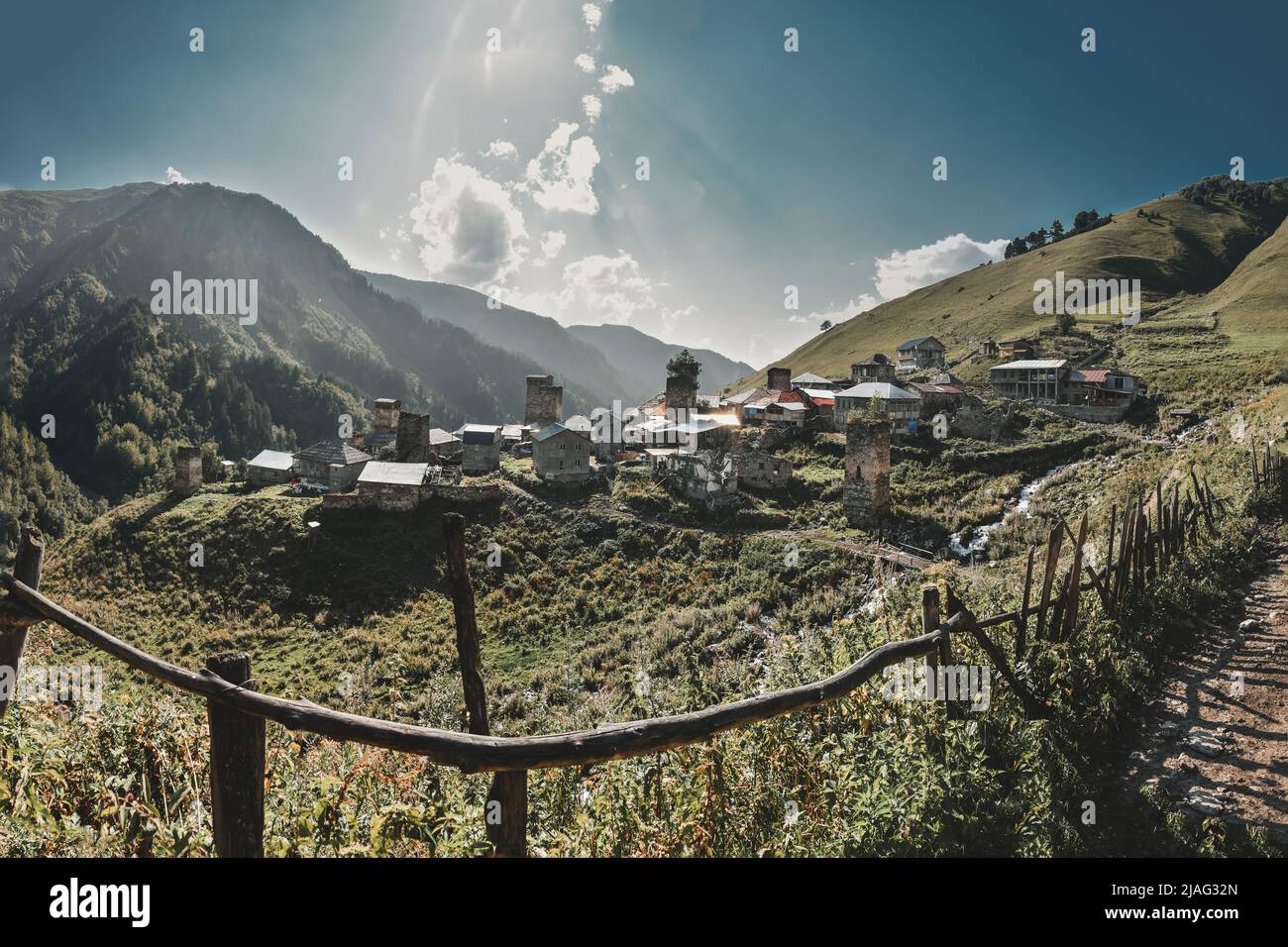 Wonderful Svaneti region in Georgia. Beautiful and amazing old village ...