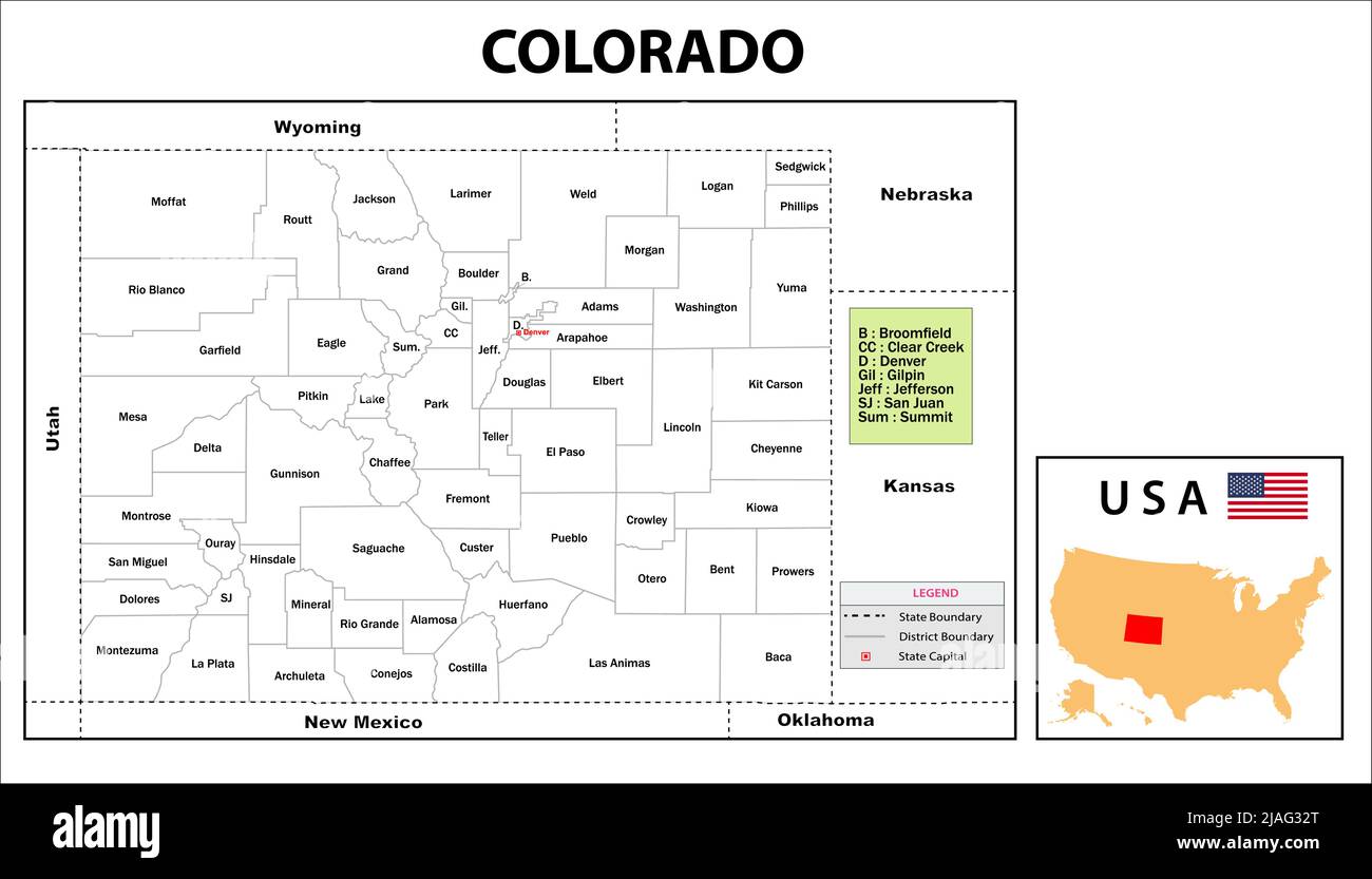 Political map of colorado Stock Vector Images - Alamy