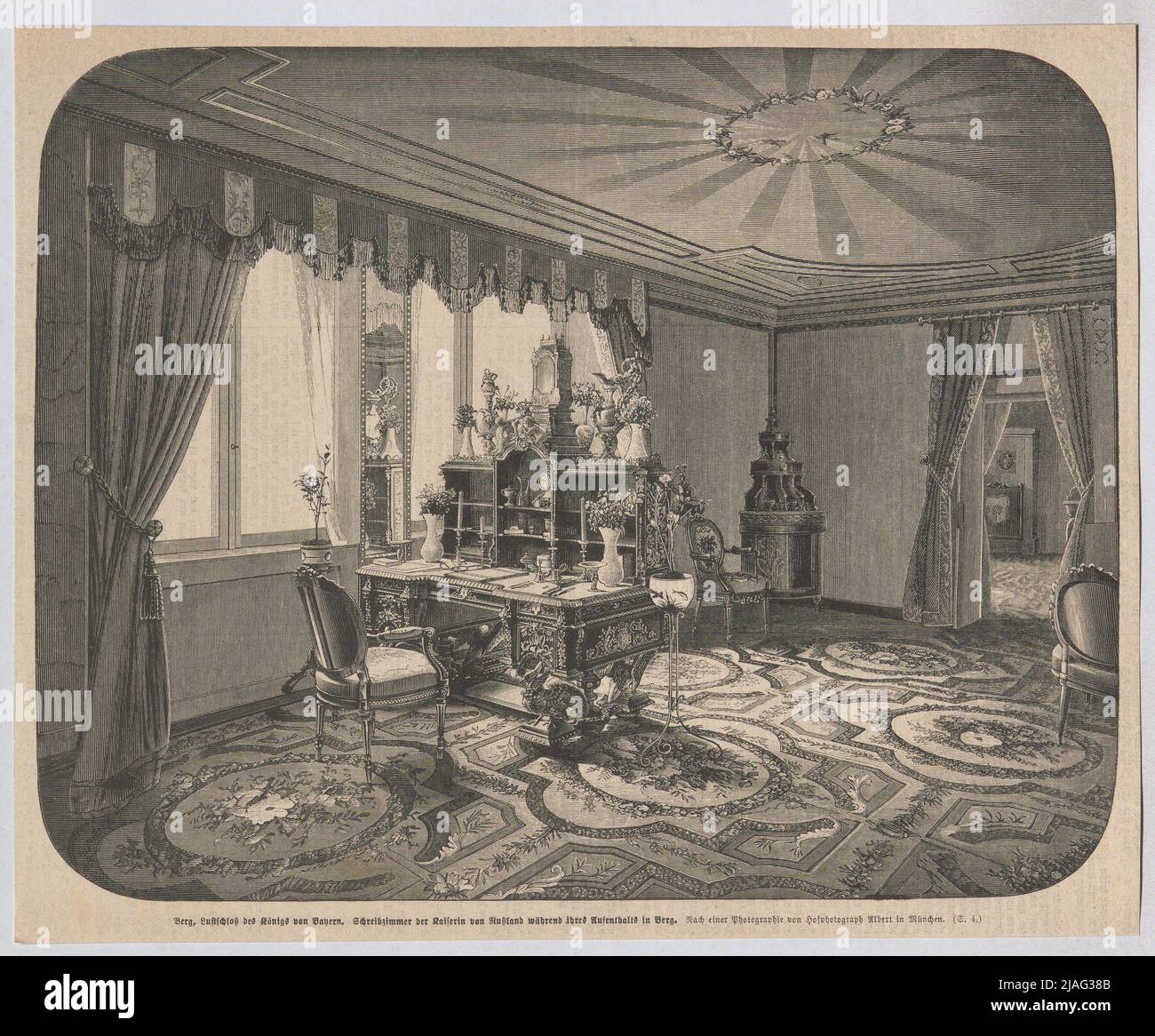 Berg, pleasure palace of the King of Bayer. Writing room of the Empress ...
