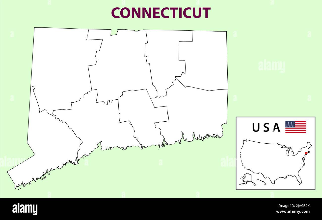 Connecticut map. District map of Connecticut in Outline. District map ...