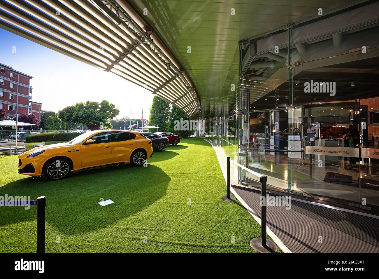 Modena, Italy, may 2022, Maserati cars in front of the official ...