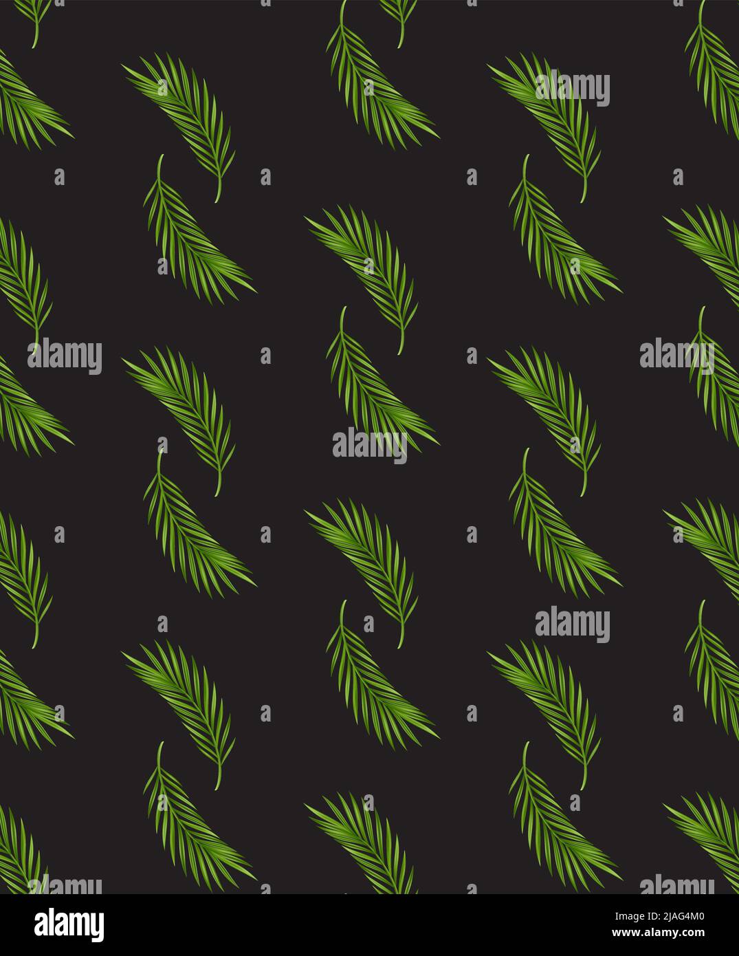 Tropical palm leaf seamless pattern background. Realistic green summer ...