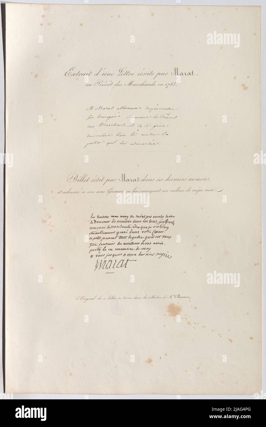 Xtrais of a letter written by Marat, at the provost of the merchants in ...