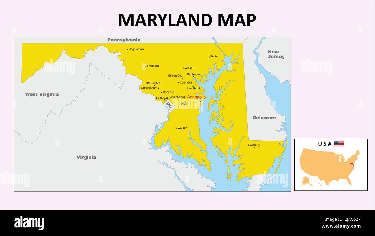 Political map of maryland Stock Vector Images - Alamy