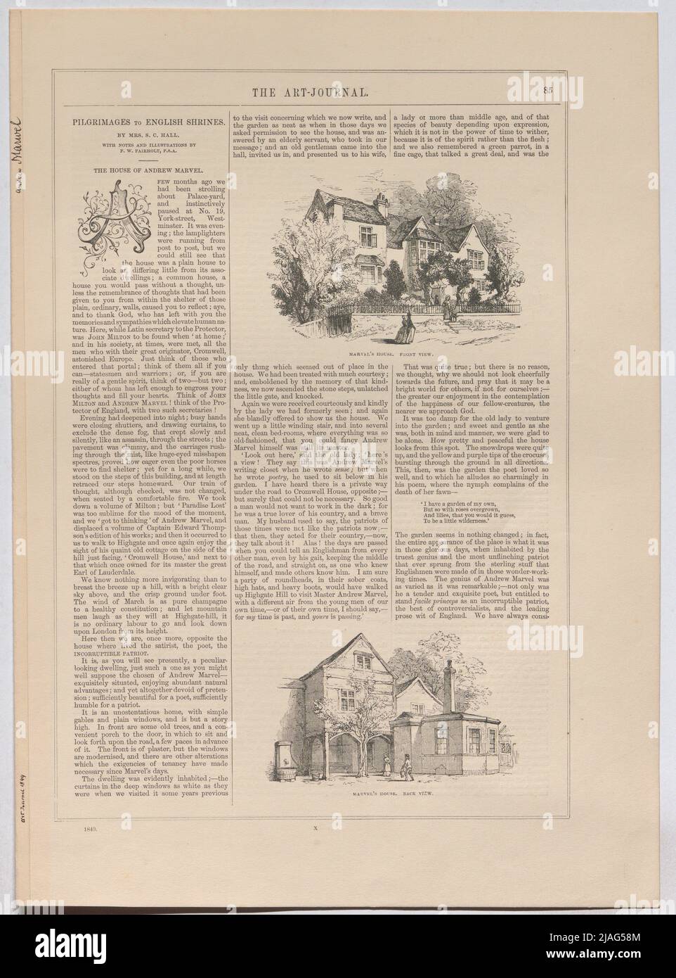 Marvel's house. Front view; Marvel's house. Back view. Cromwell House ...
