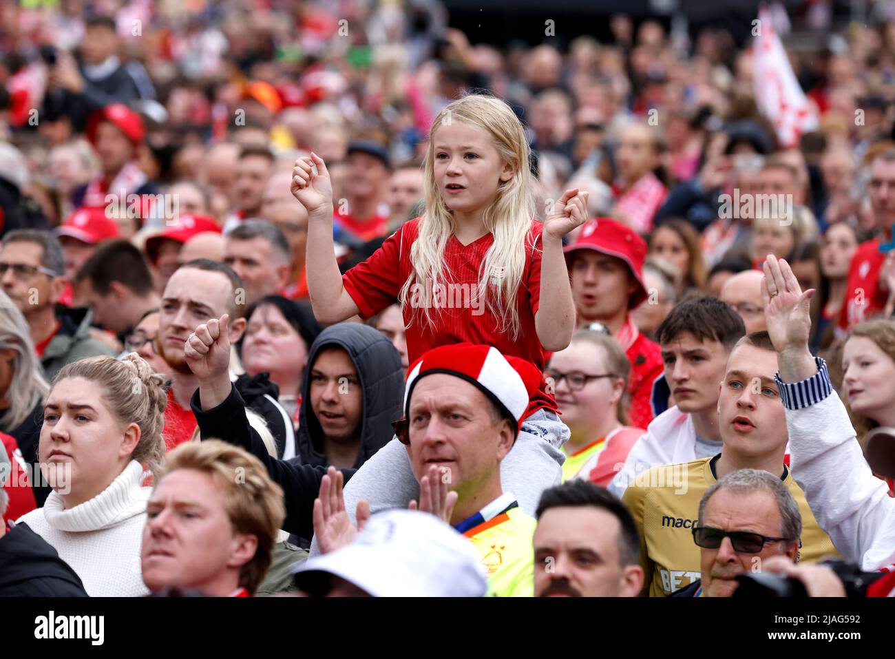 Nottingham Forest fans during the celebrations in Old Market Square ...