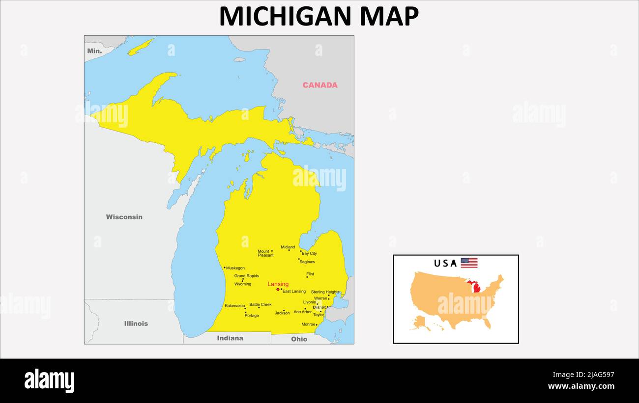 Map of michigan state hi-res stock photography and images - Alamy