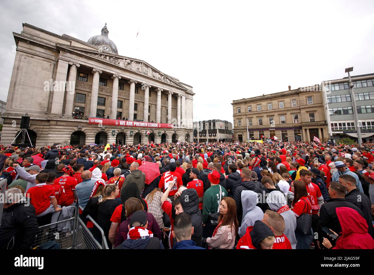 Nottingham Forest fans during the celebrations in Old Market Square ...