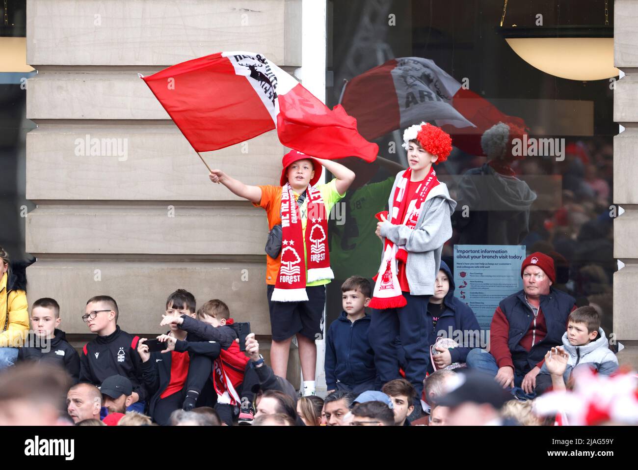 Nottingham Forest fans during the celebrations in Old Market Square ...