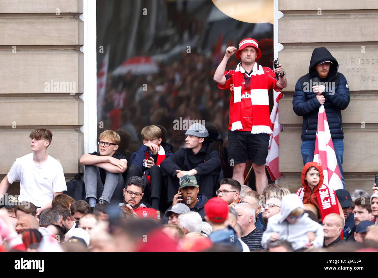 Nottingham Forest fans during the celebrations in Old Market Square ...