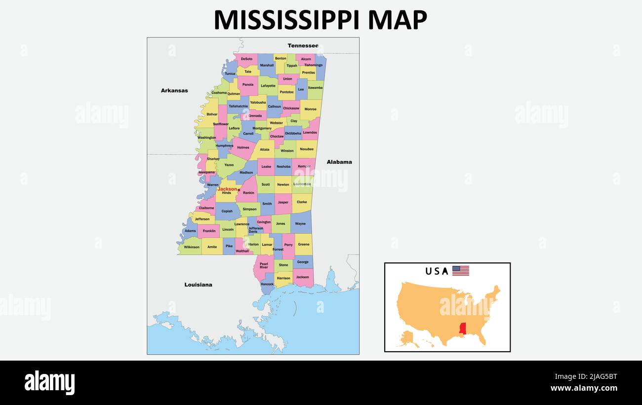 Political map mississippi hi-res stock photography and images - Alamy