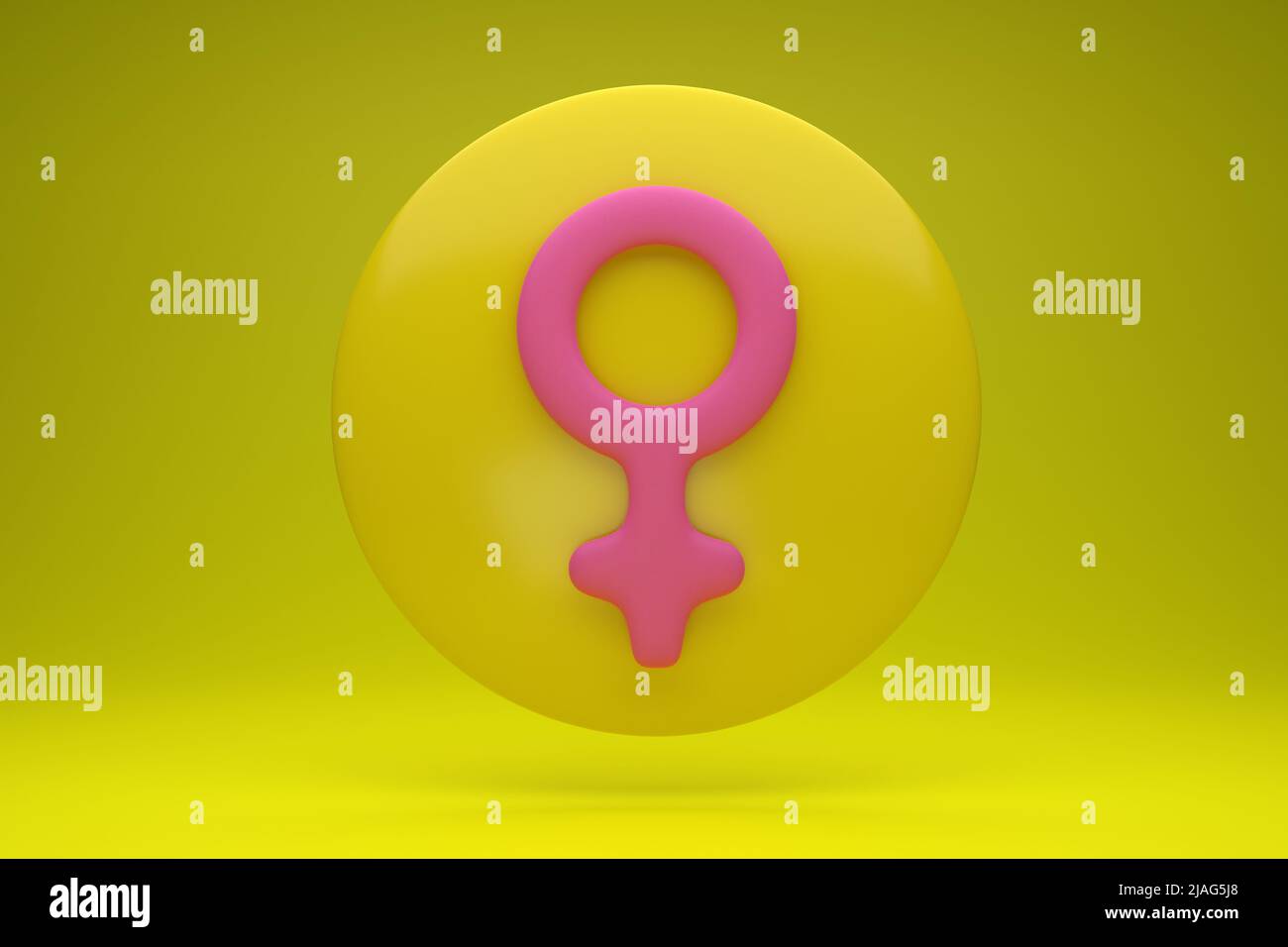 pink female gender symbol in round dialog box with vivid yellow ...