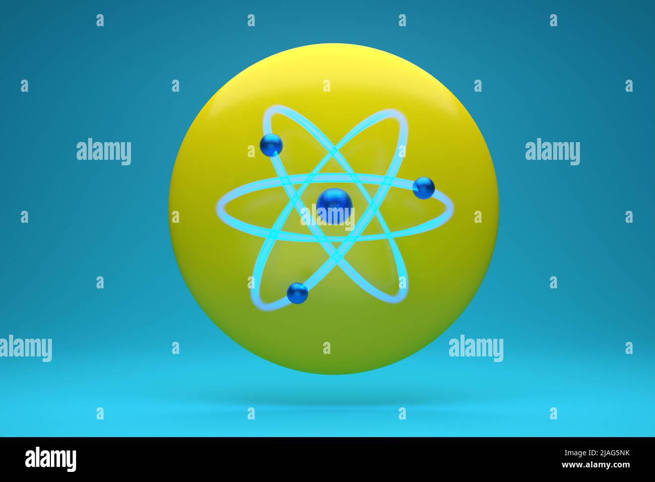 atomic energy symbol with atoms, molecules, in round dialog box with ...