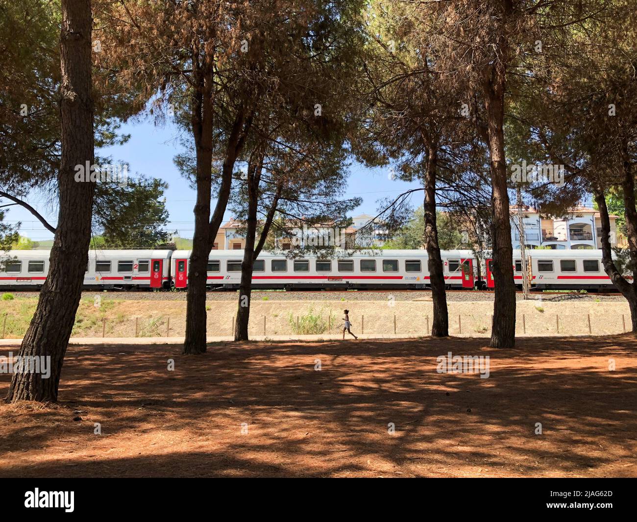 An Italian Intercity train in transit in Italy, Abruzzo, in the ...