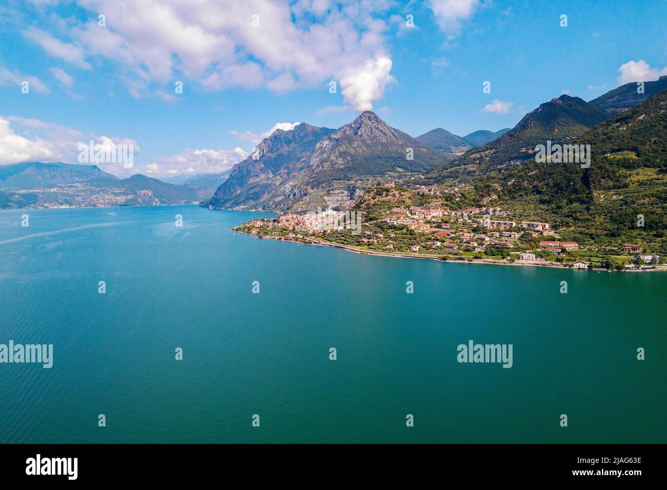 Iseo Lake (IT), Marone, aerial view from Sulzano Stock Photo - Alamy