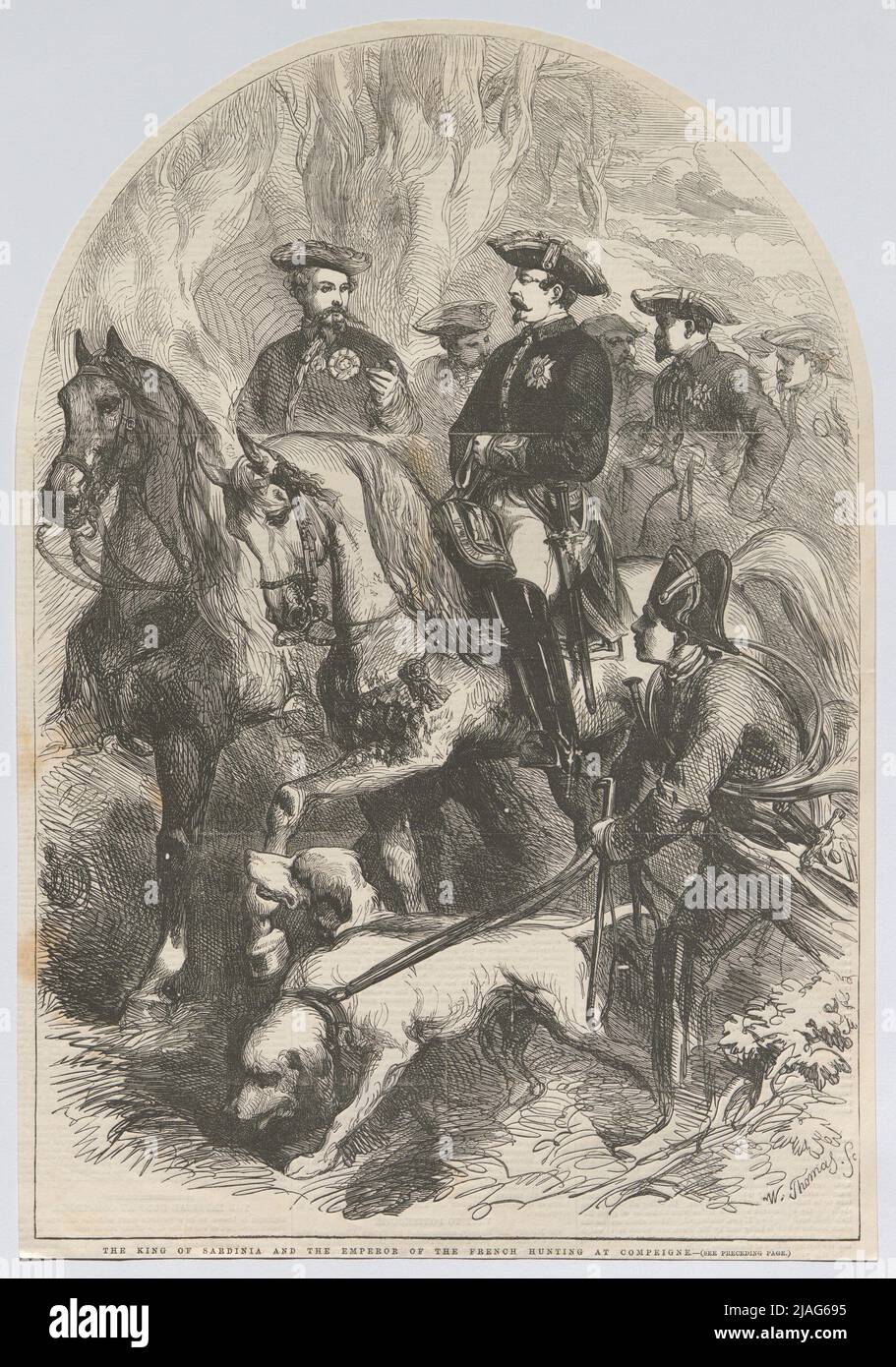 The King of Sardinia and the Emperor of the French Hunting at Compegne ...