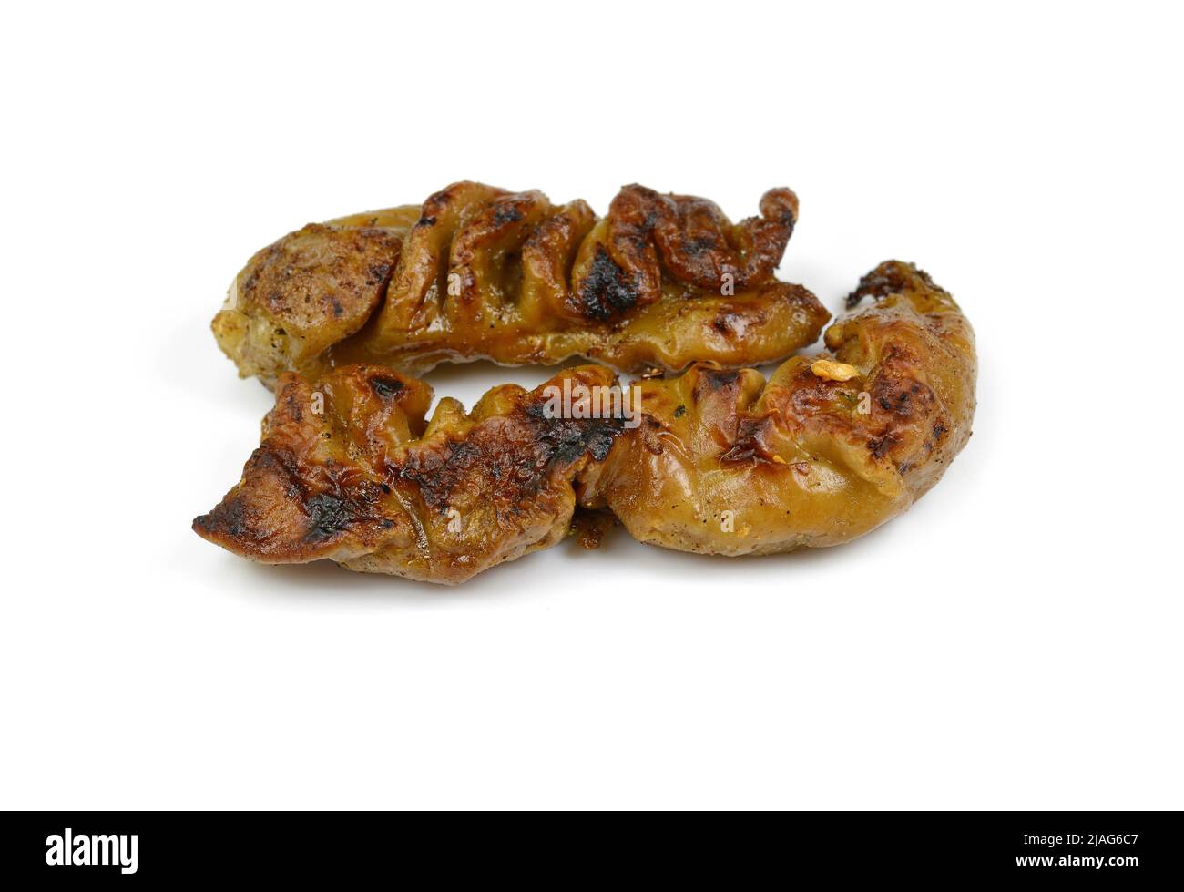 Grilled pork intestines. Normally eat with spicy sauce. Traditional and ...
