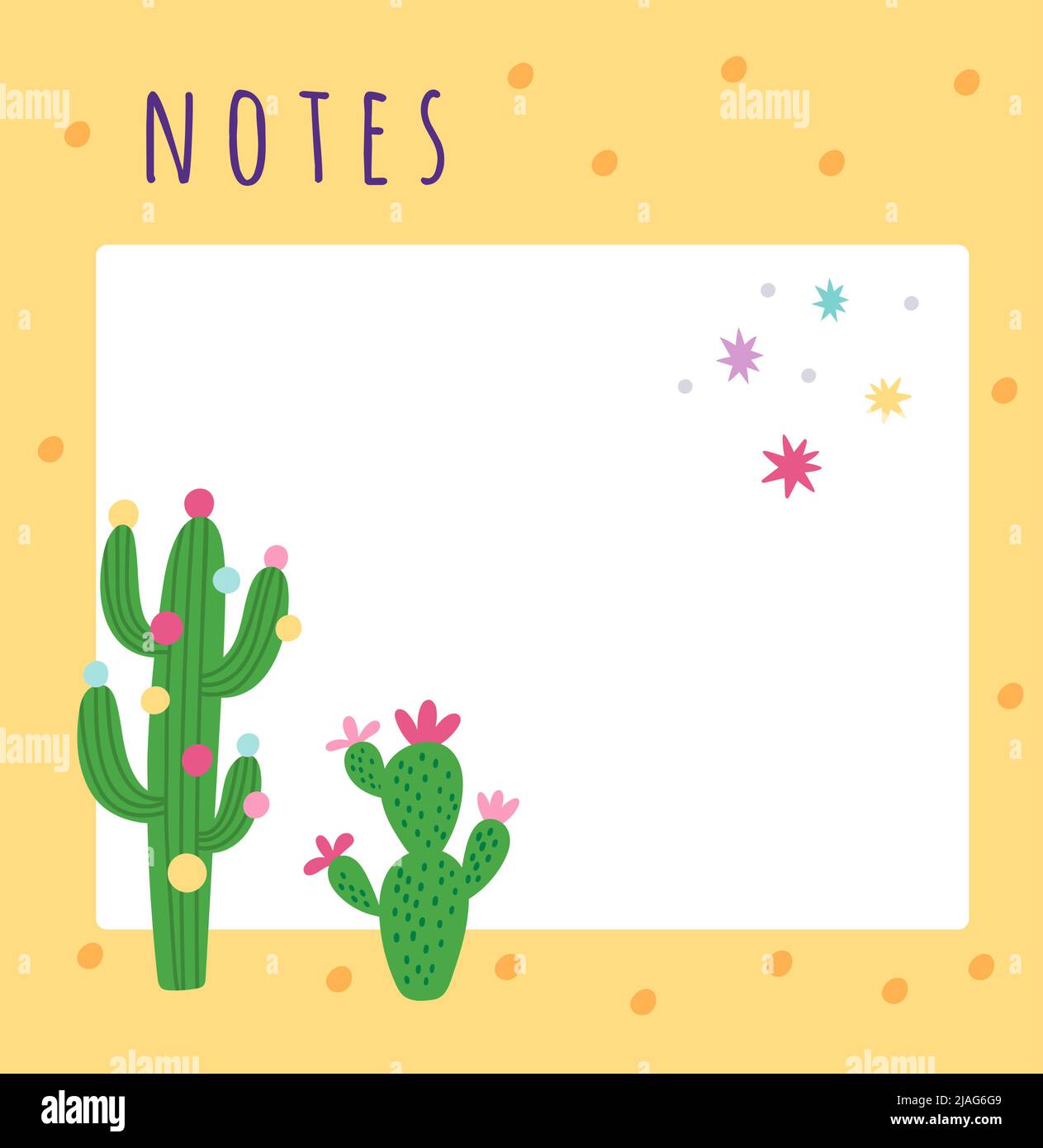 Cute llamas weekly planner. Note paper cartoon design with cactuses or ...